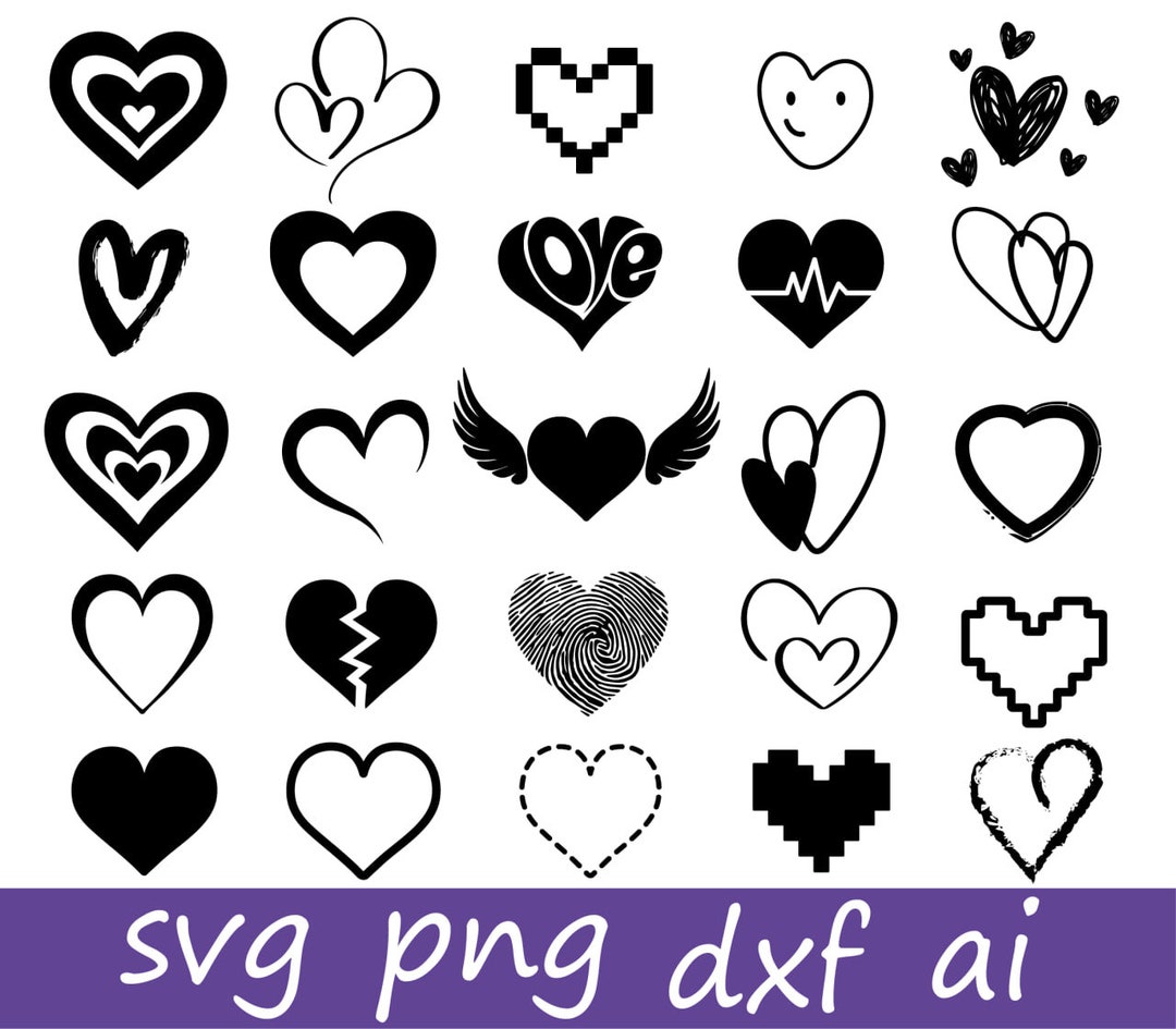 25 Heart Svg, Valentine Heart Svg, Cut Files Cricut, a Broken Heart ...