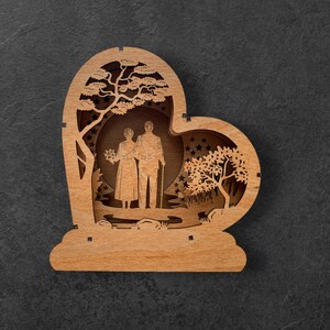 Customizable Wooden Heart Lamp. Romantic Couple Gift, LED Night Light ...