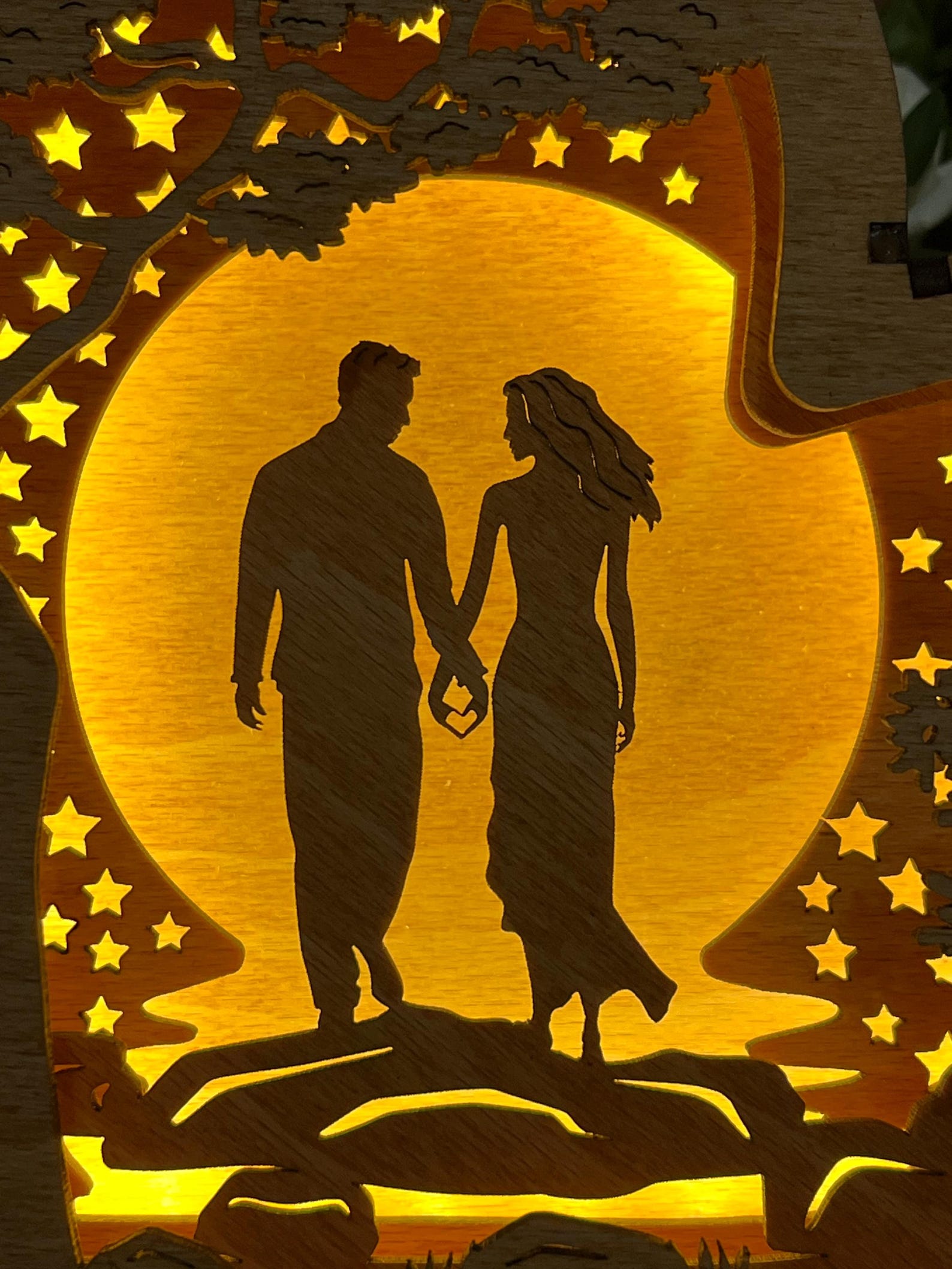 Customizable Wooden Heart Lamp. Romantic Couple Gift, LED Night Light ...