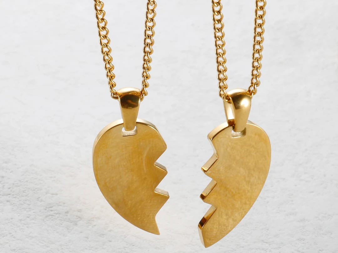 2-in-1 Heart Letter Necklace Set Stainless Steel Lover BFF Collares - Etsy