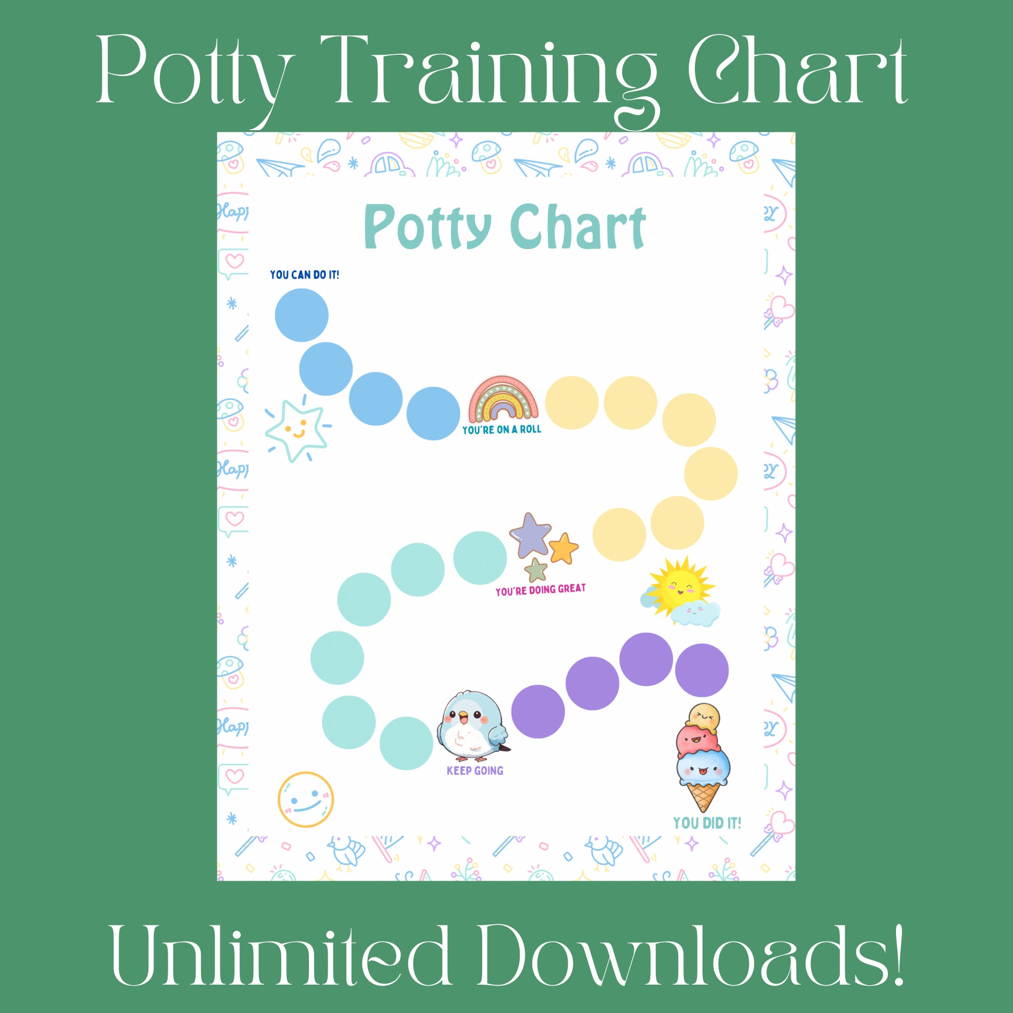 Potty Chart Digital | 2 Potty Training Charts - Etsy