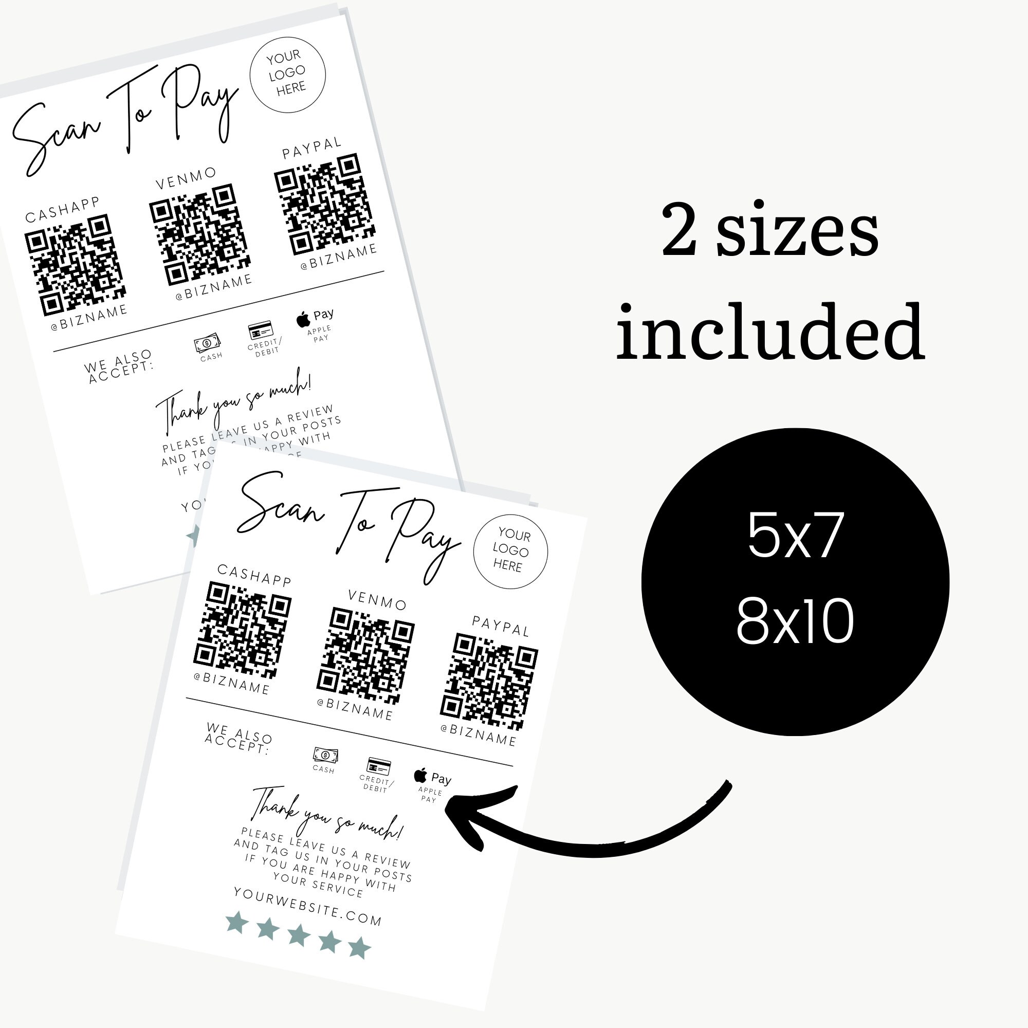 Scan to Pay Template, Venmo Payment Printable, QR Code Sign Template ...