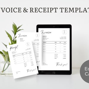 Editable Invoice Template and Editable Receipt Template, Simple Invoice ...