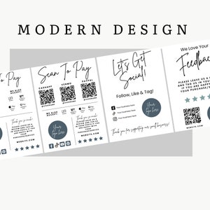 Editable Scan to Pay Template, Leave a Review Card, Let's Get Social ...