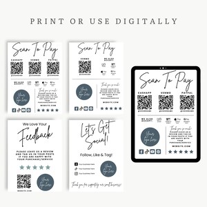 Editable Scan to Pay Template, Leave a Review Card, Let's Get Social ...