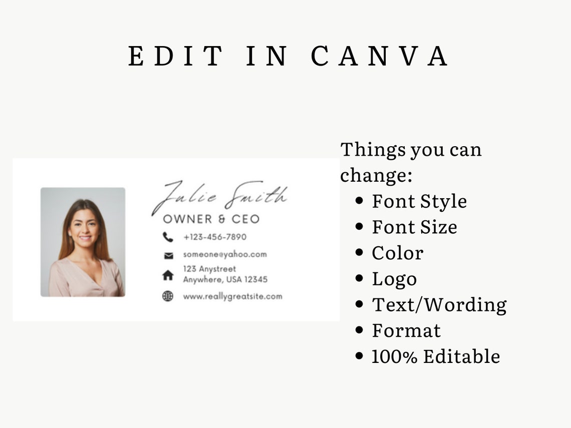 Editable Email Signature Template, Gmail Signature, Outlook Signature ...