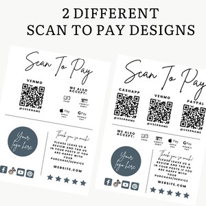 Editable Scan to Pay Template, Leave a Review Card, Let's Get Social ...