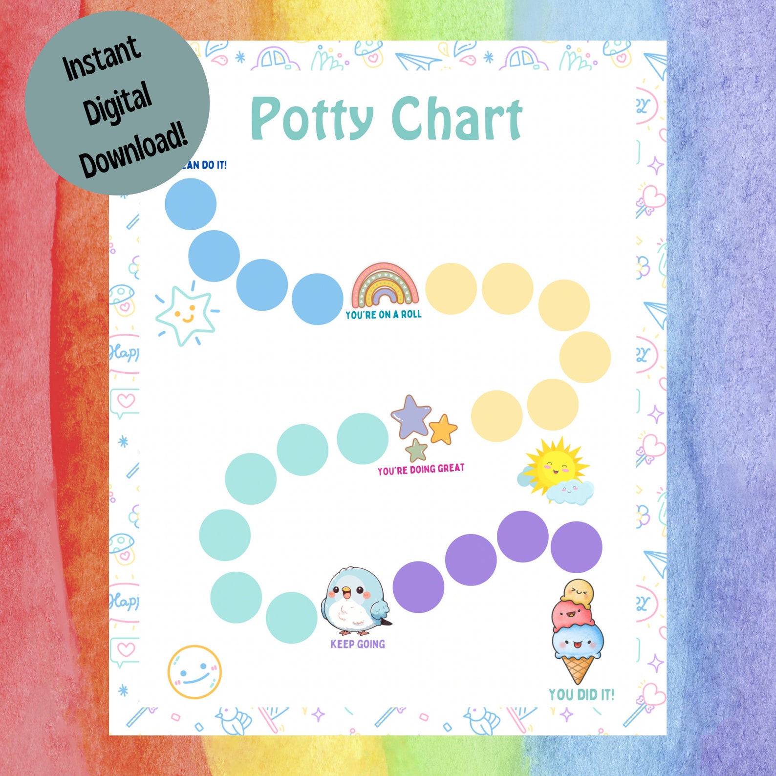 Potty Training Chart | Potty Chart | Gender Neutral Rewards Chart - Etsy
