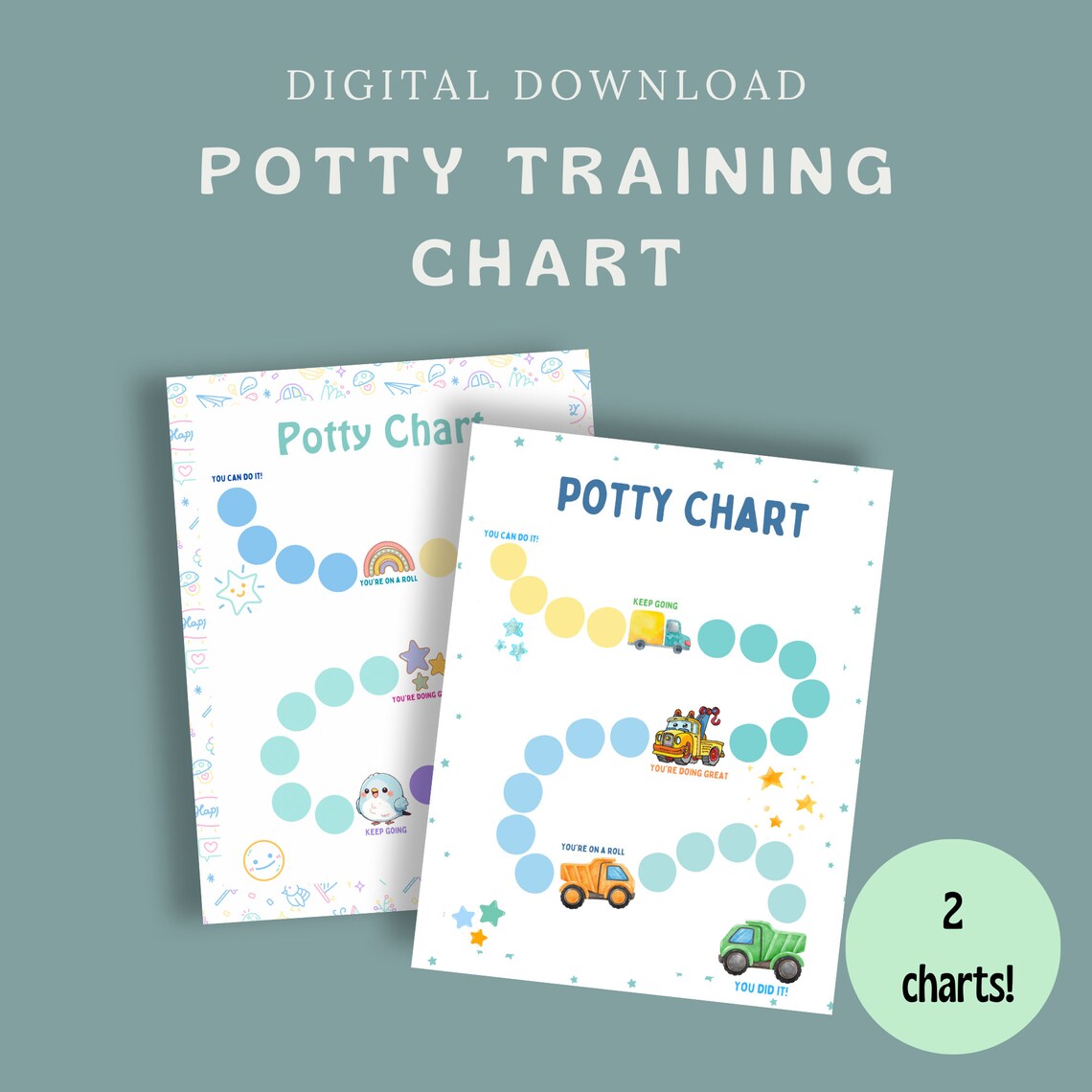 Potty Chart Digital | 2 Potty Training Charts - Etsy
