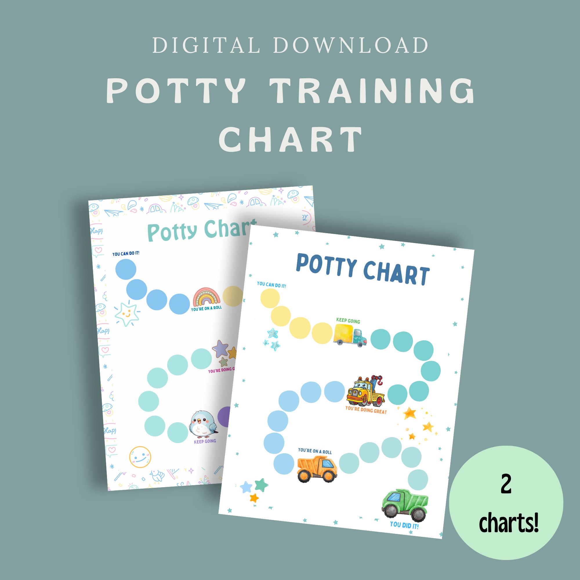 Potty Chart Digital | 2 Potty Training Charts - Etsy