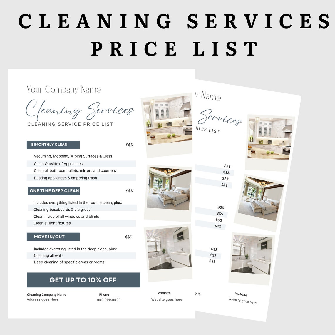 Cleaning Services Price List, House Cleaning Price List, Professional ...