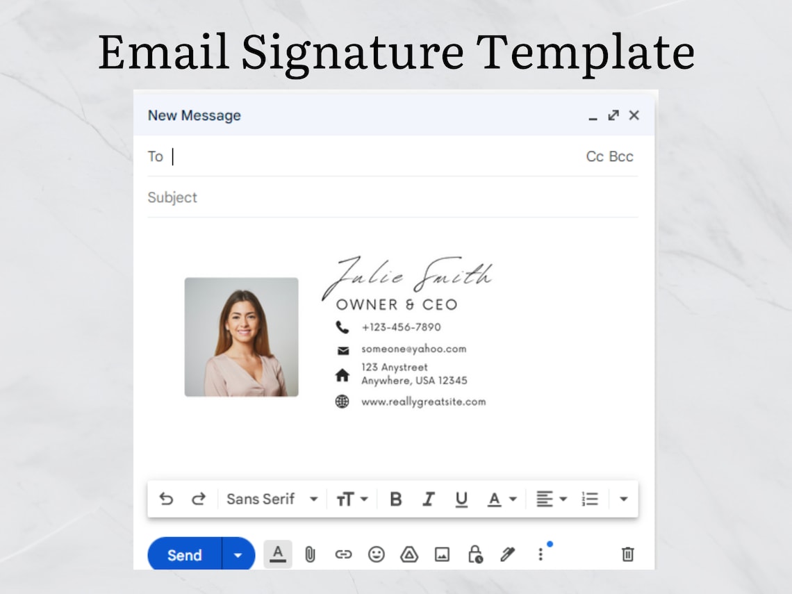 Editable Email Signature Template, Gmail Signature, Outlook Signature ...