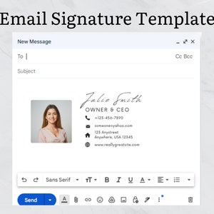 Editable Email Signature Template, Gmail Signature, Outlook Signature ...