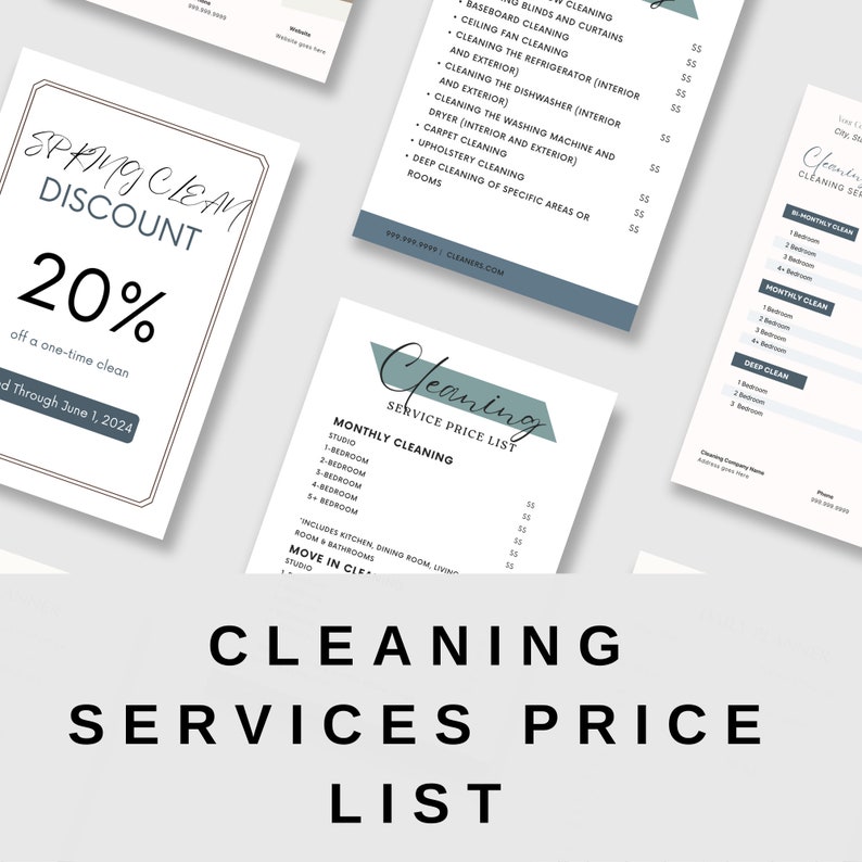Cleaning Services Price List, House Cleaning Price List, Professional ...