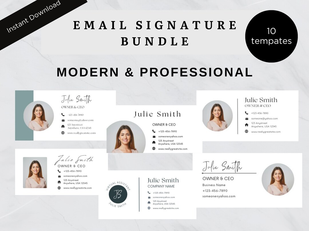 Email Signature Template Bundle, 10 Email Signature Templates, Digital ...