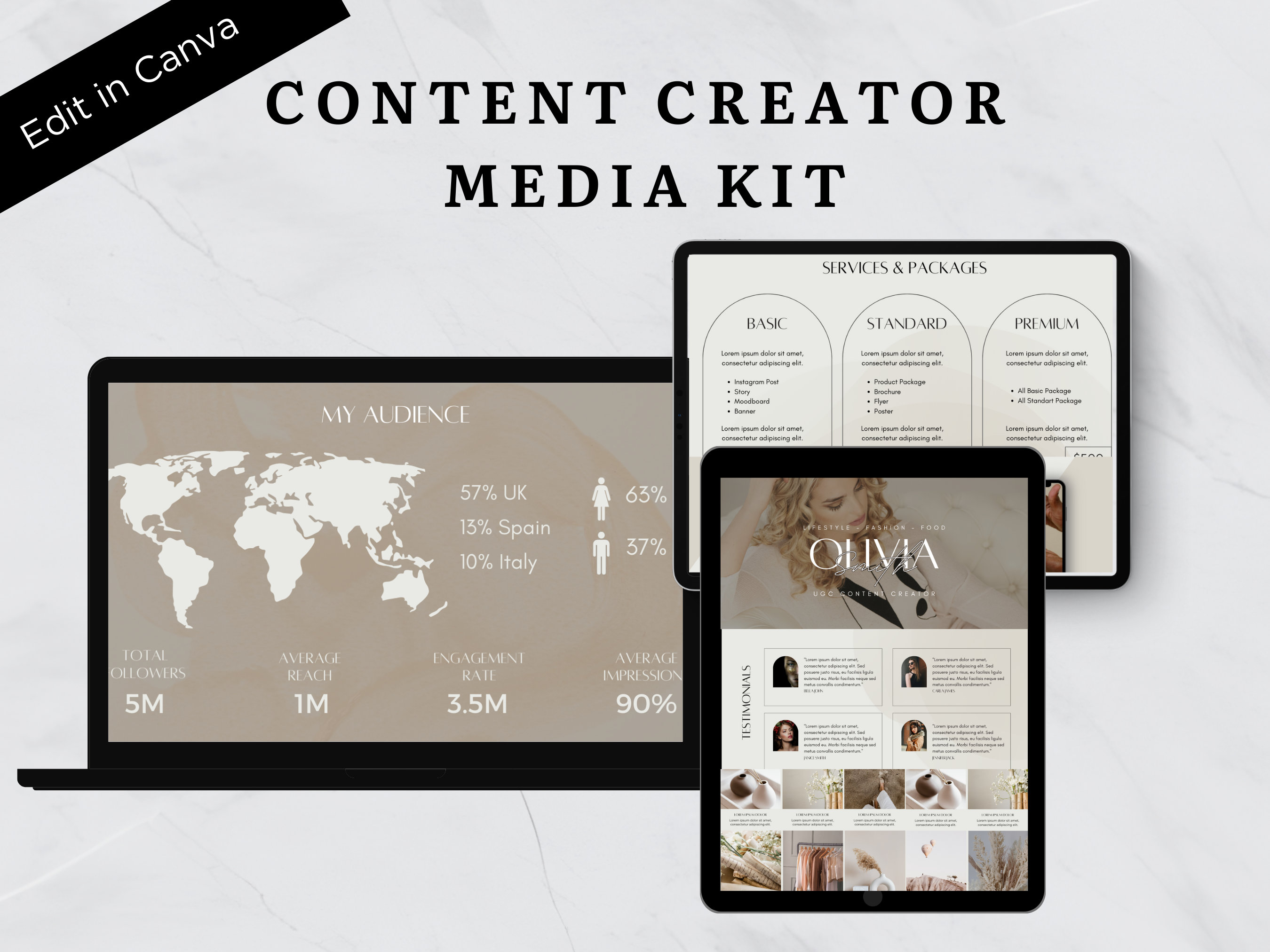 Content Creator Portfolio & Media Kit Template - Etsy