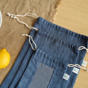 Reusable Produce Bags, Food Storage Bags, Linen Drawstring Bag, Linen ...