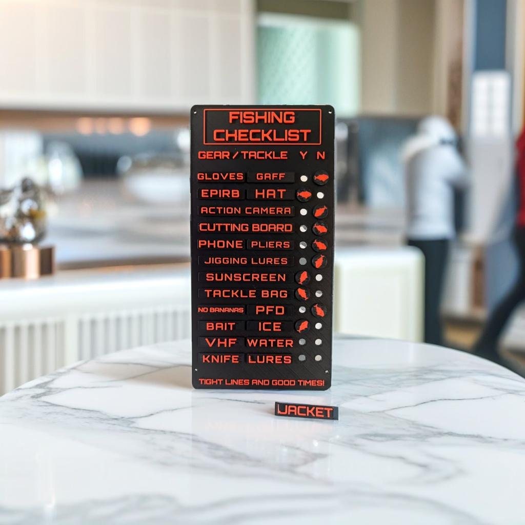 3D Printed Indoor Fishing Checklist Pegboard Customizable Gear ...