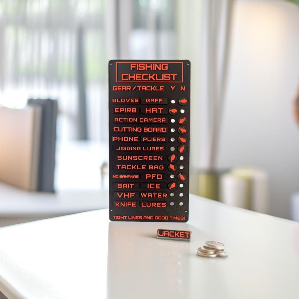 3D Printed Indoor Fishing Checklist Pegboard Customizable Gear ...