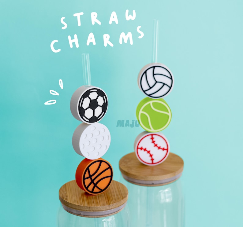 3D Printed Sport Ball Straw Topper: Stanley Cup Charm - Etsy