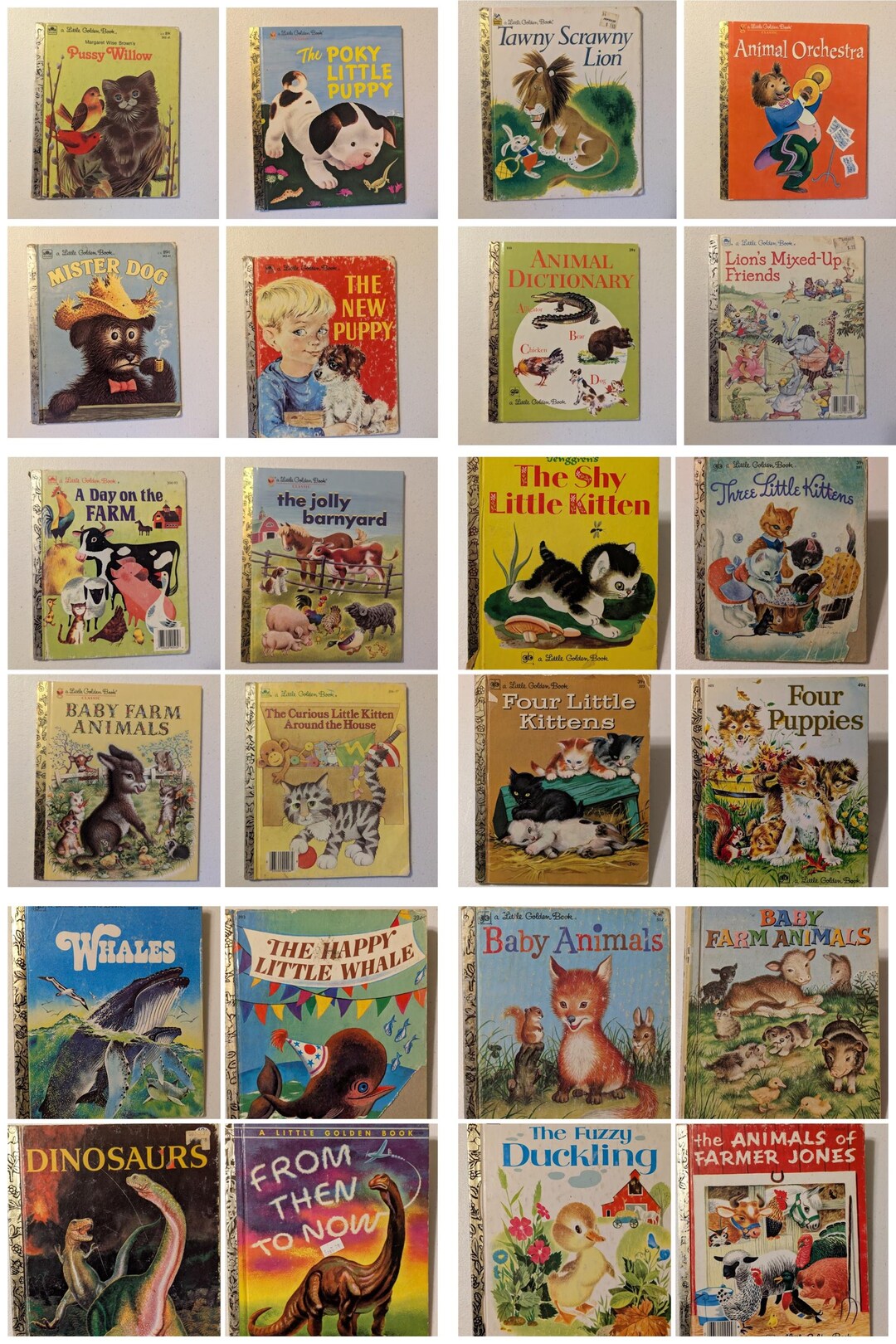 Classic Vintage Golden Books 2 Animals Farms Cats Dogs - Etsy