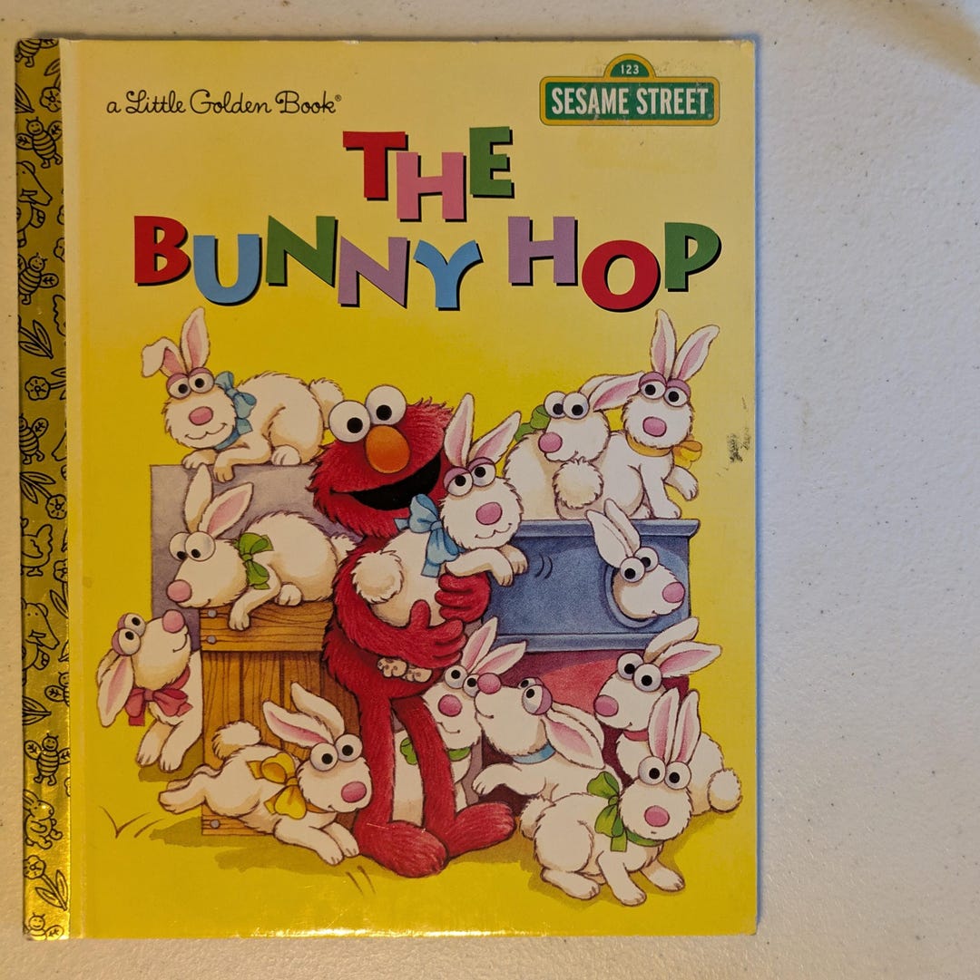 Bunny Hop Elmo Sesame Street Vintage Little Golden Book Easter Spring ...