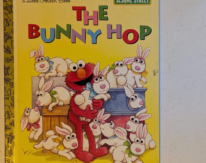 Bunny Hop Elmo Sesame Street Vintage Little Golden Book Easter Spring ...