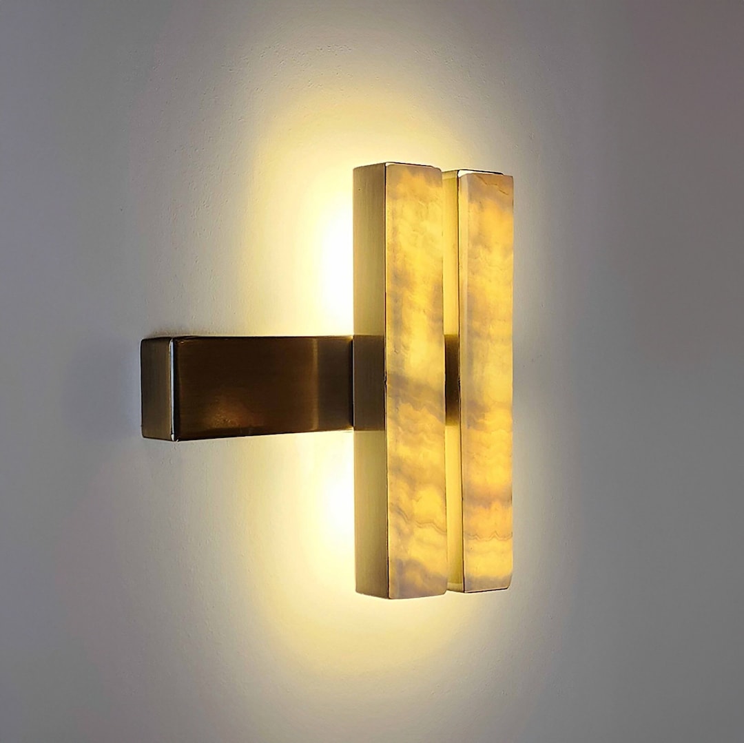 AURA Unique Sconce Light, Marble Wall Lighting Fixture, Modern Bathroom ...