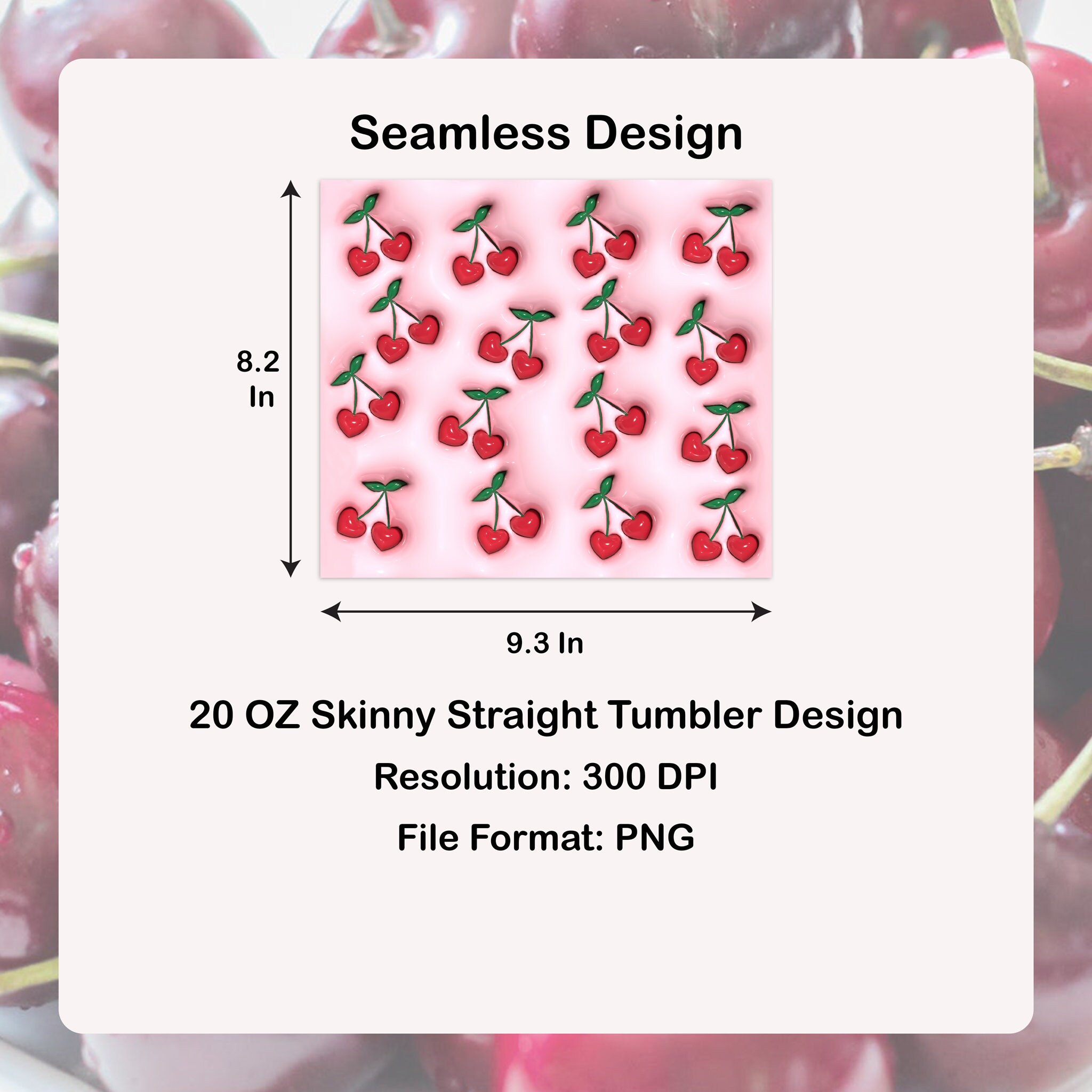 Sublimation Cherry Design for Tumbler, Sublimation Design With Love ...