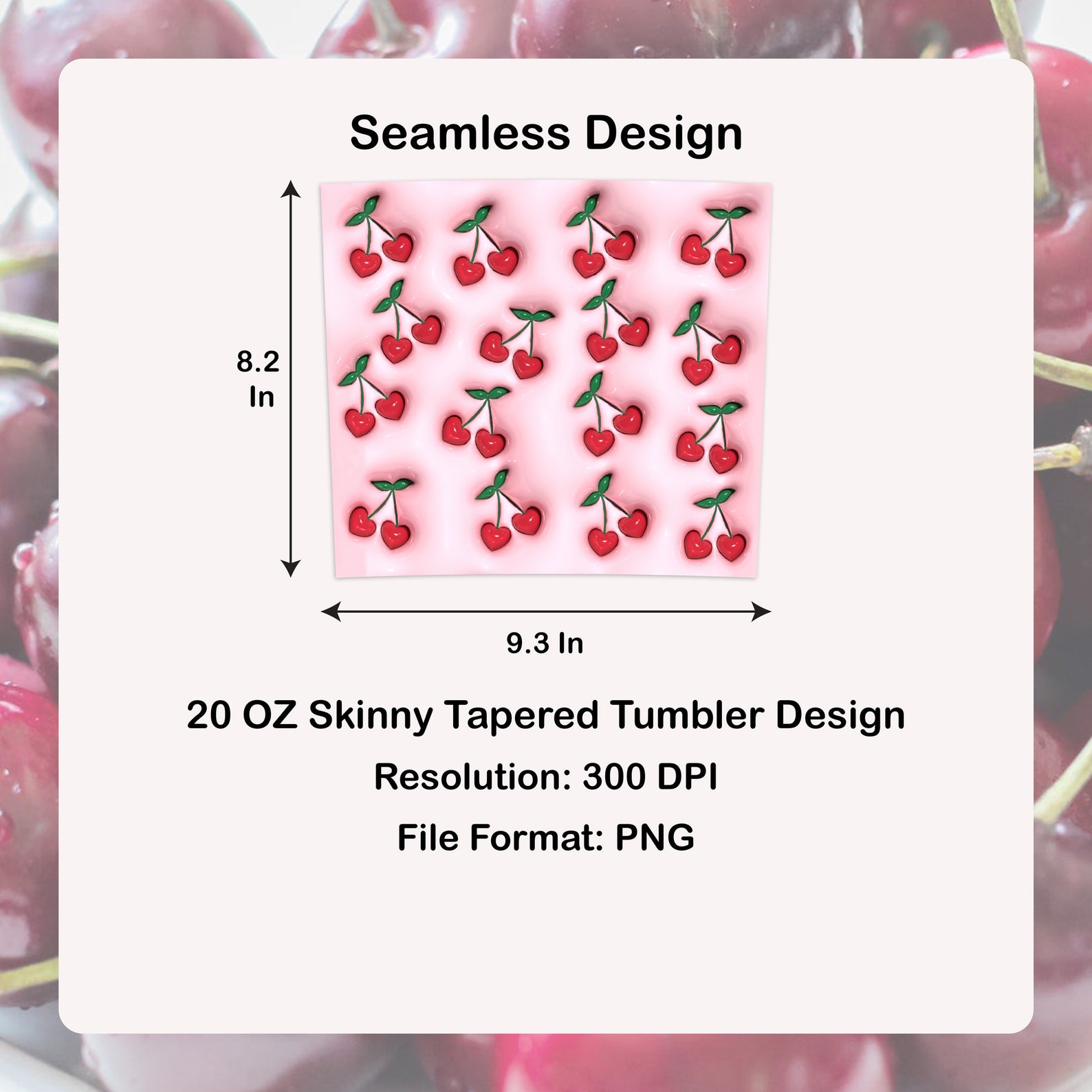 Sublimation Cherry Design for Tumbler, Sublimation Design With Love ...