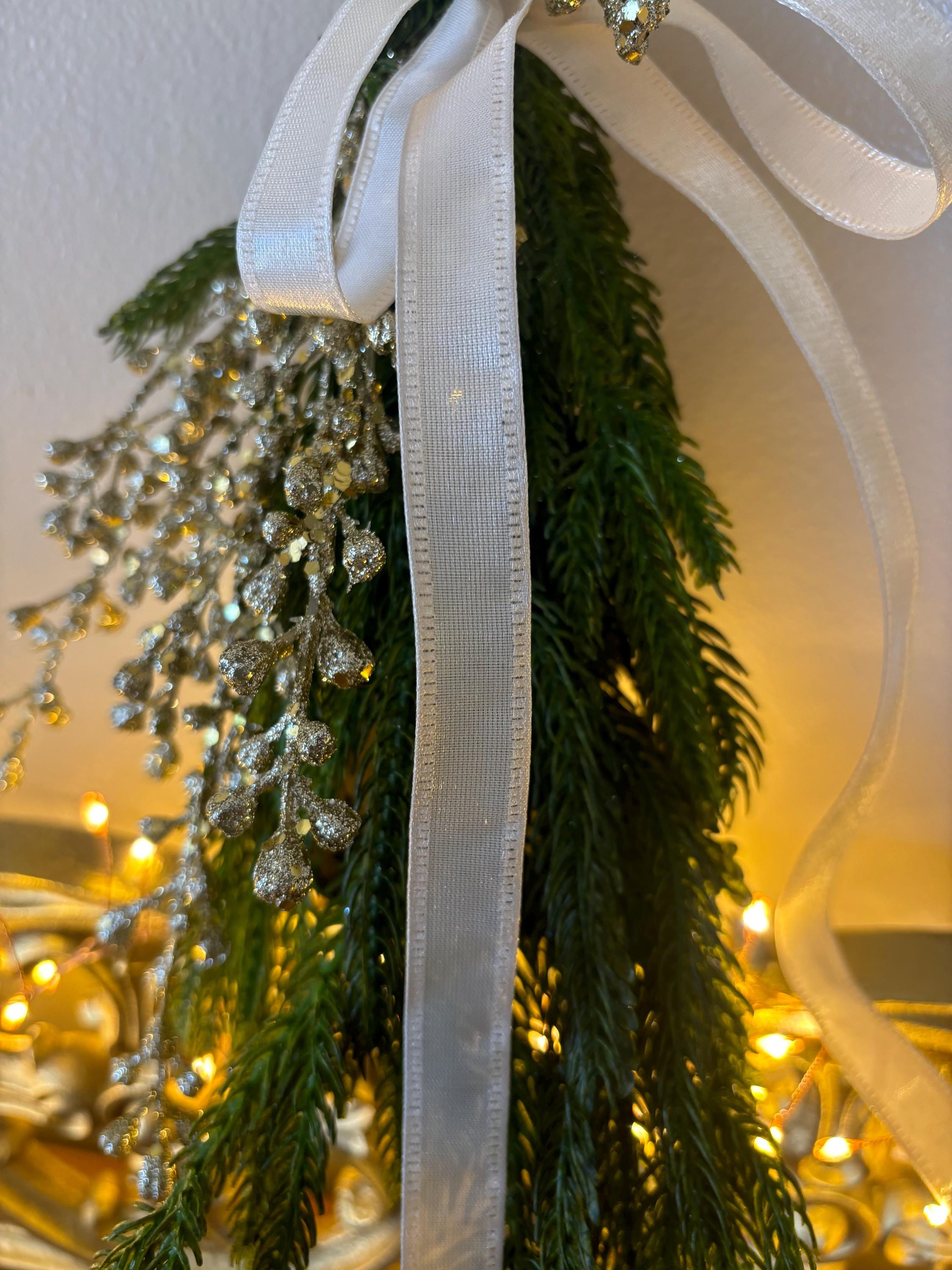 Norfolk Pine Swags. Set of 2. These Real Touch Swags Have a Droopy Bow ...