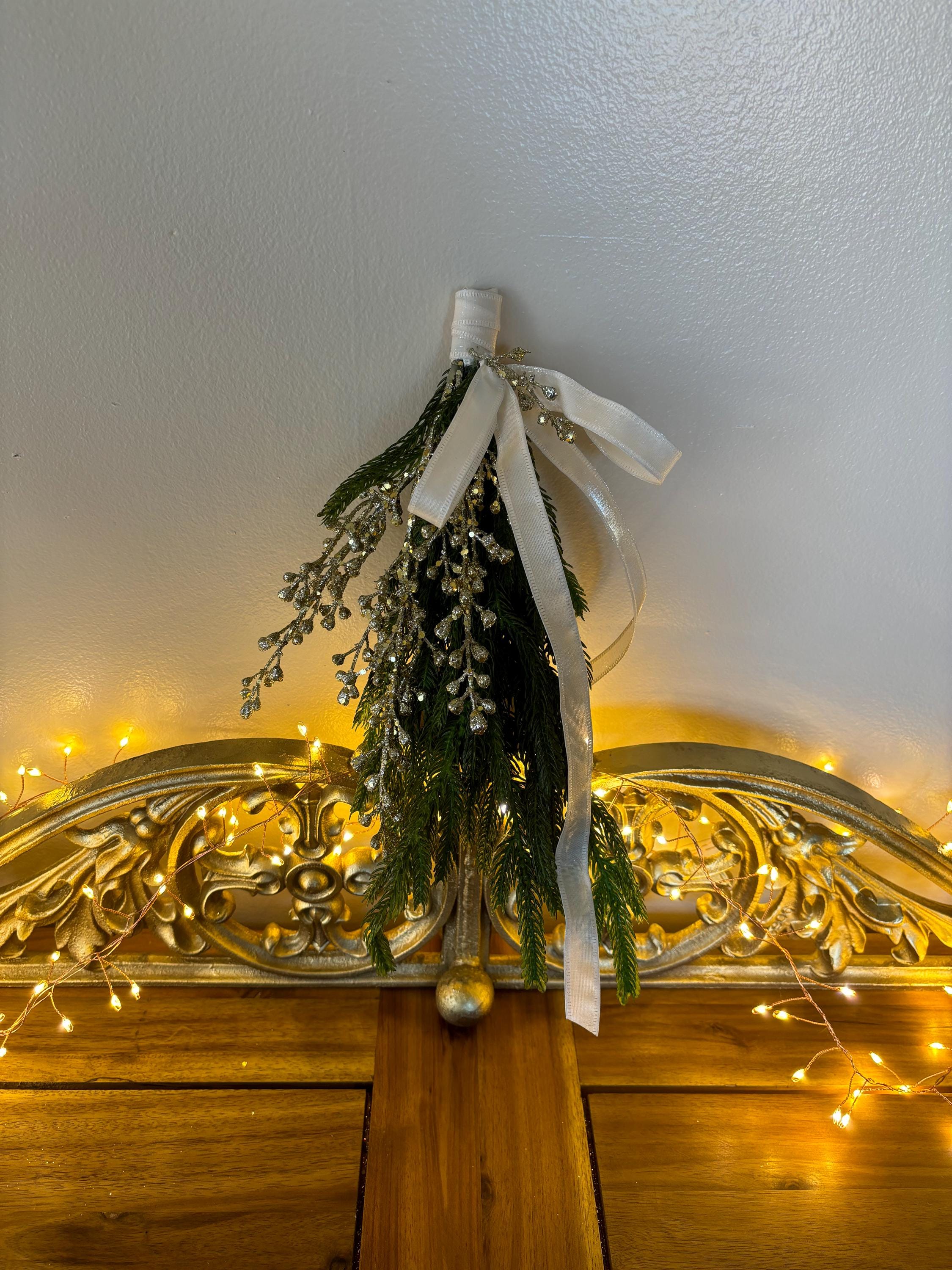 Norfolk Pine Swags. Set of 2. These Real Touch Swags Have a Droopy Bow ...