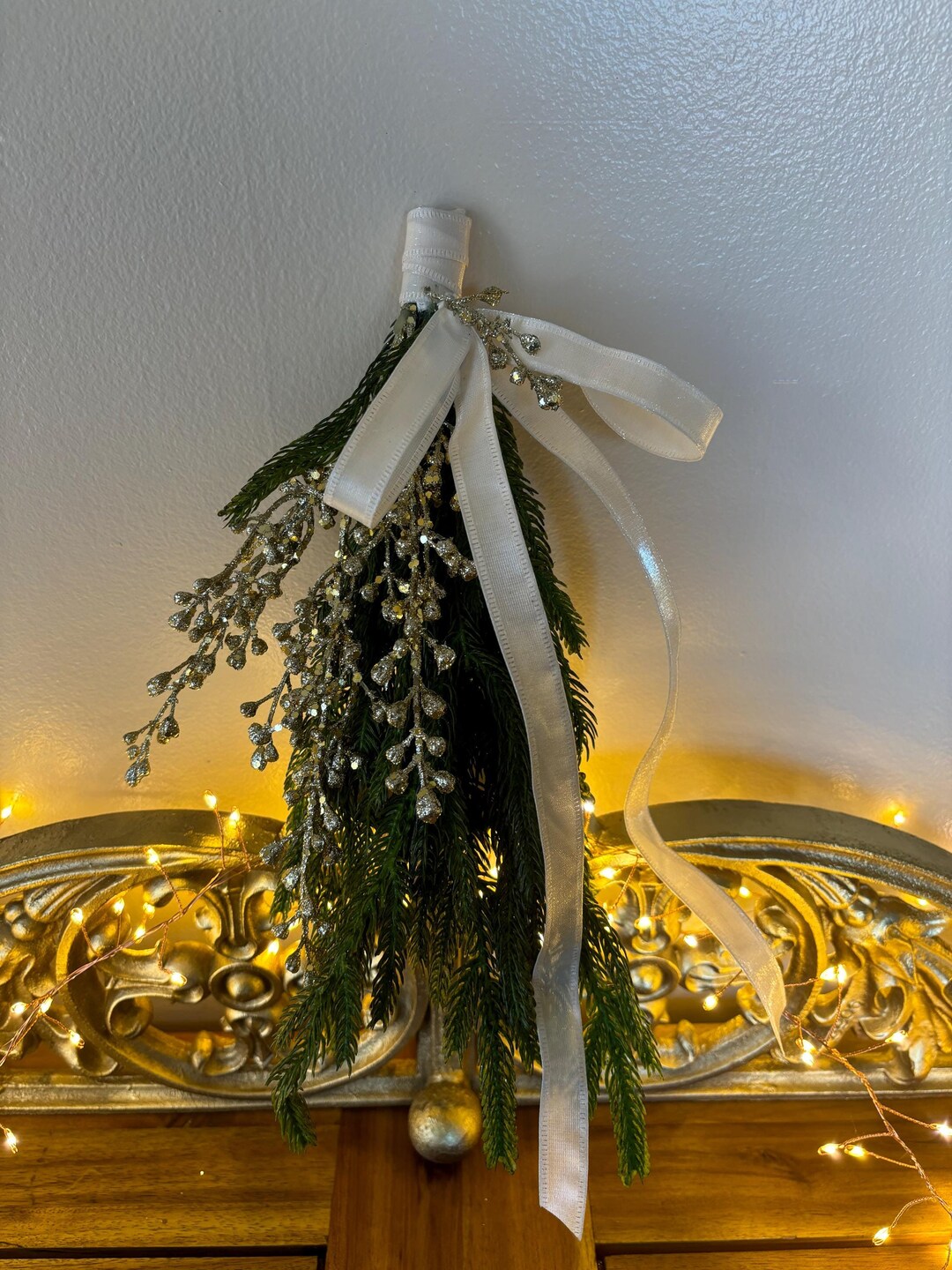 Norfolk Pine Swags. Set of 2. These Real Touch Swags Have a Droopy Bow ...