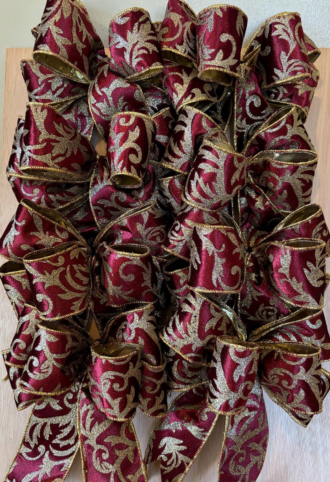 Set of 8 Bows. Burgundy and Gold Velvet Elegant Bows. These Gorgeous ...