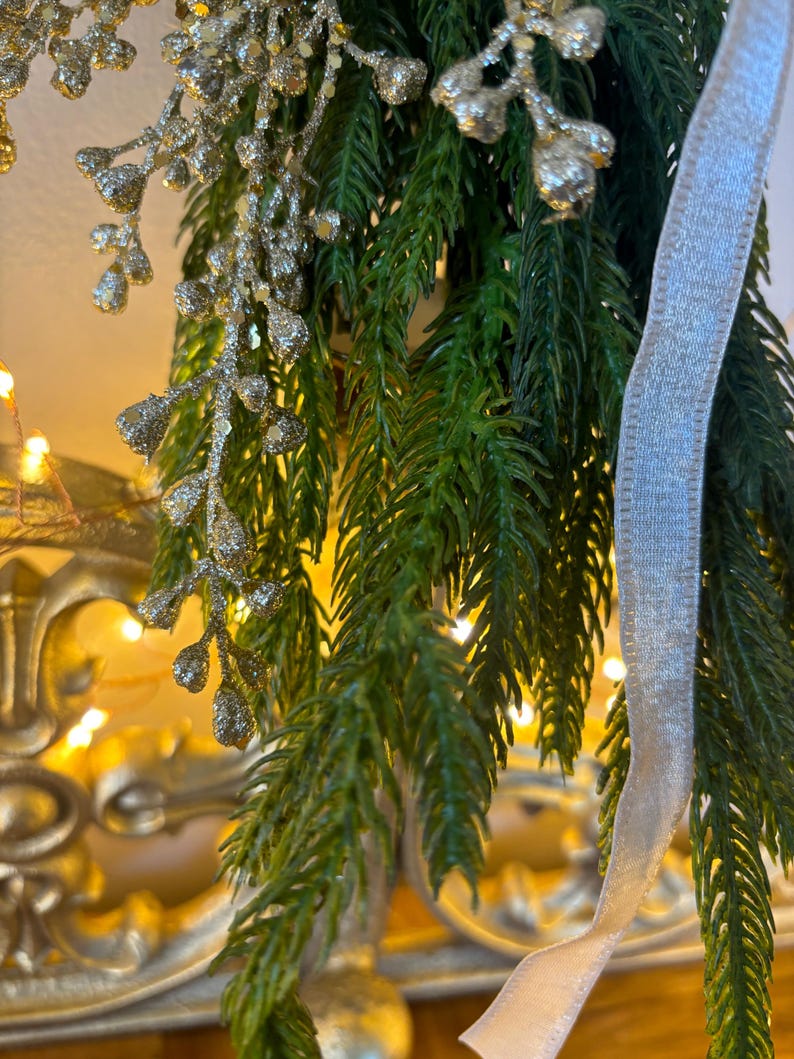 Norfolk Pine Swags. Set of 2. These Real Touch Swags Have a Droopy Bow ...