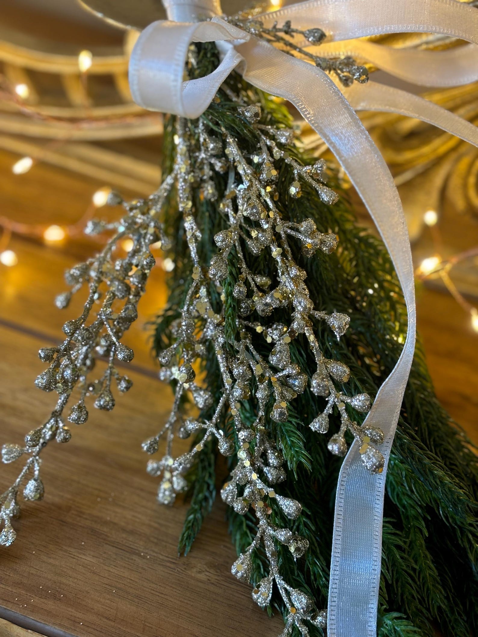 Norfolk Pine Swags. Set of 2. These Real Touch Swags Have a Droopy Bow ...