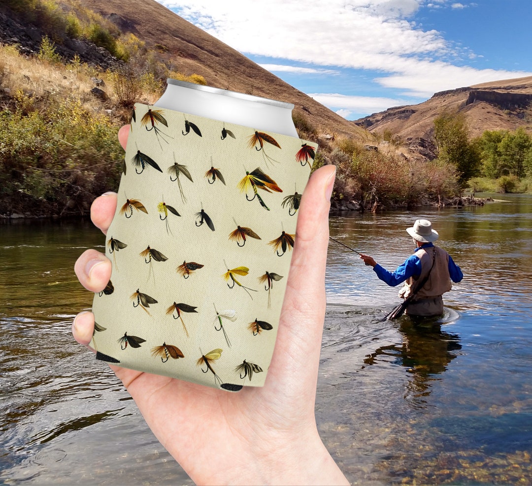 Retro Fishing Flies Beer Can Cooler, Beer Holder for Fly Fishing ...