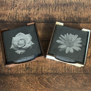 Slate Flower Coasters, Coaster Set, Mother's Day Gift, Birthday Gift ...