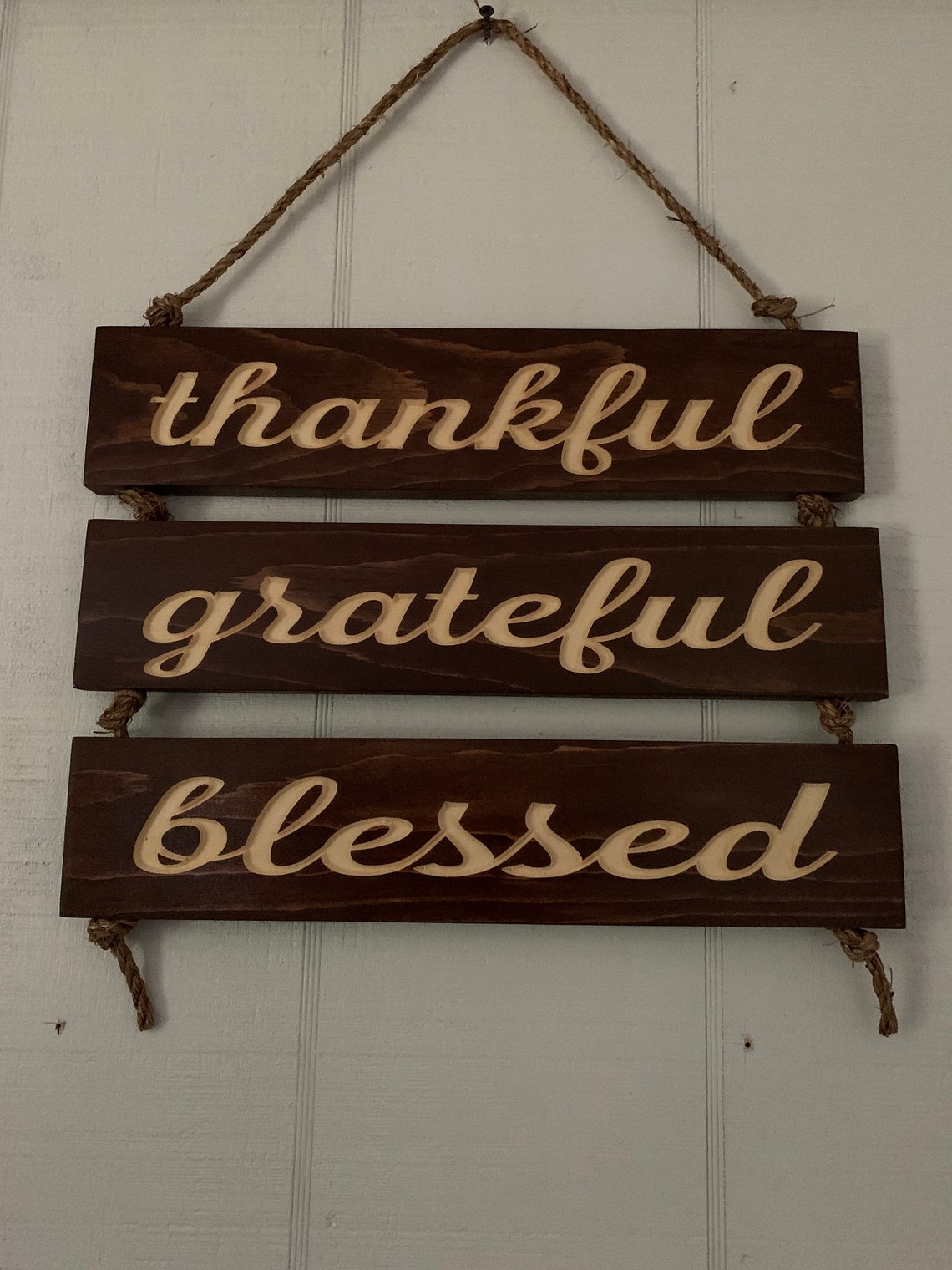 Thankful, Grateful, Blessed, Rustic Sign, Wall Hanging, Wooden Signs ...