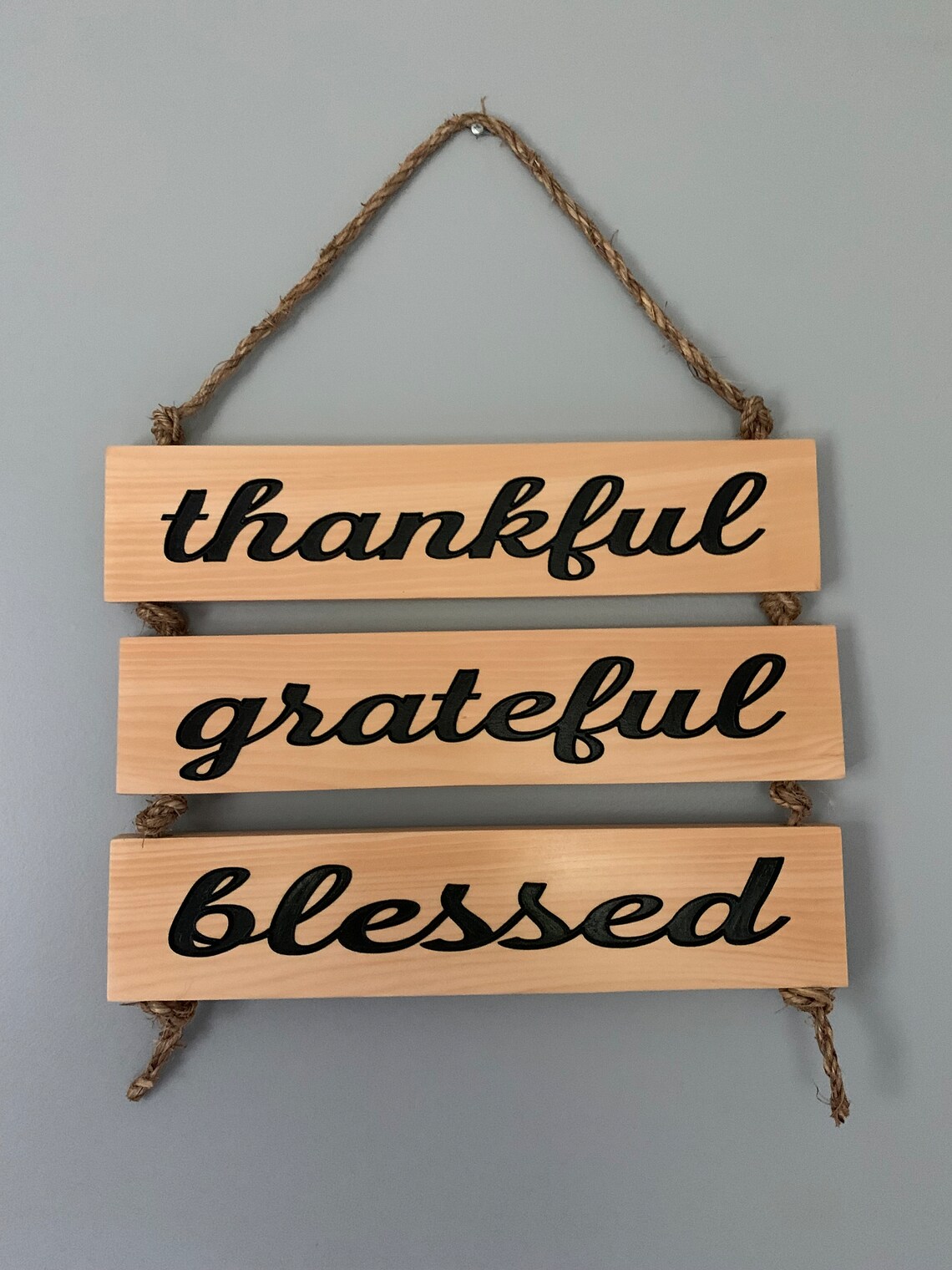 Thankful, Grateful, Blessed, Rustic Sign, Wall Hanging, Wooden Signs ...