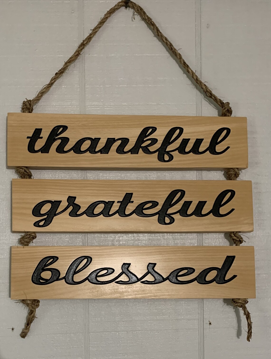 Thankful, Grateful, Blessed, Rustic Sign, Wall Hanging, Wooden Signs ...
