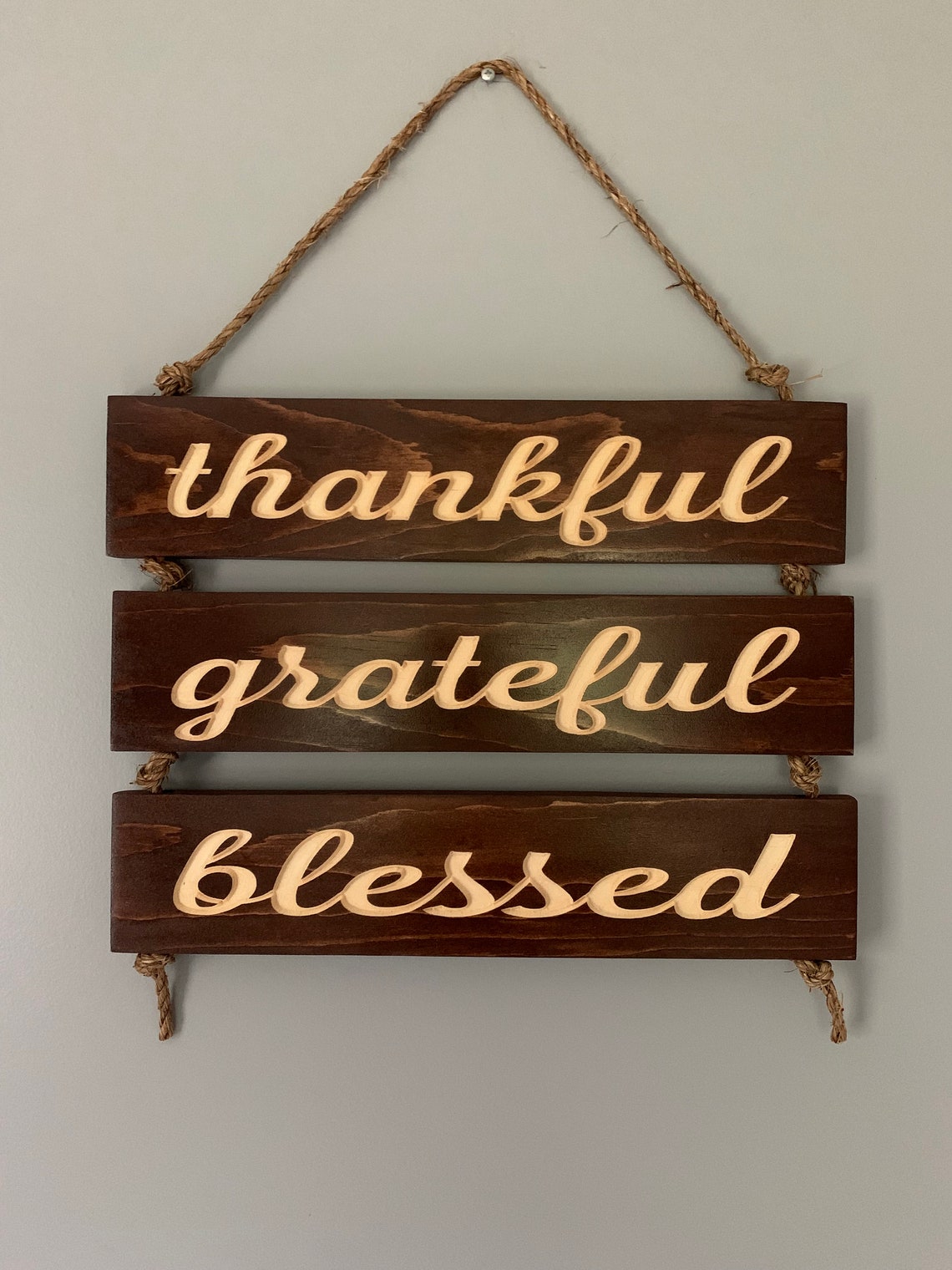 Thankful, Grateful, Blessed, Rustic Sign, Wall Hanging, Wooden Signs ...