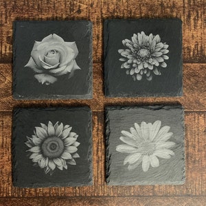 Slate Flower Coasters, Coaster Set, Mother's Day Gift, Birthday Gift ...