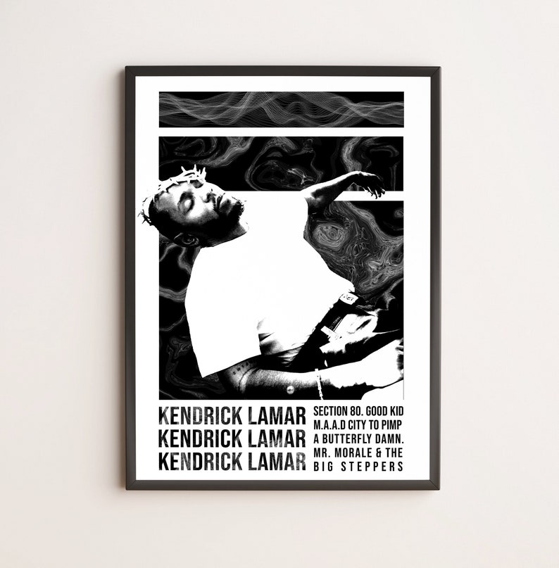 Kendrick Lamar | Black & White | Poster | Retro | Custom Poster | Print ...