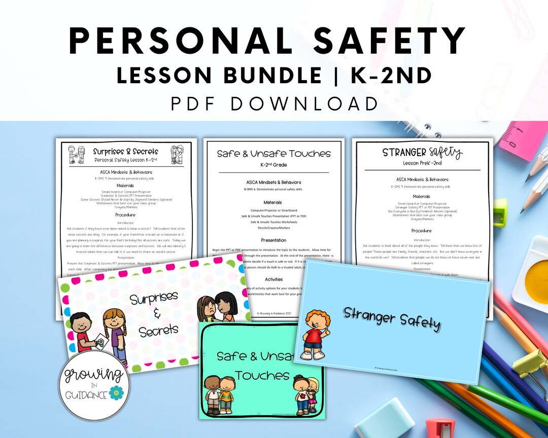Personal Safety Lesson Bundle K-2: Safe Touch & Stranger Safety (PDF ...