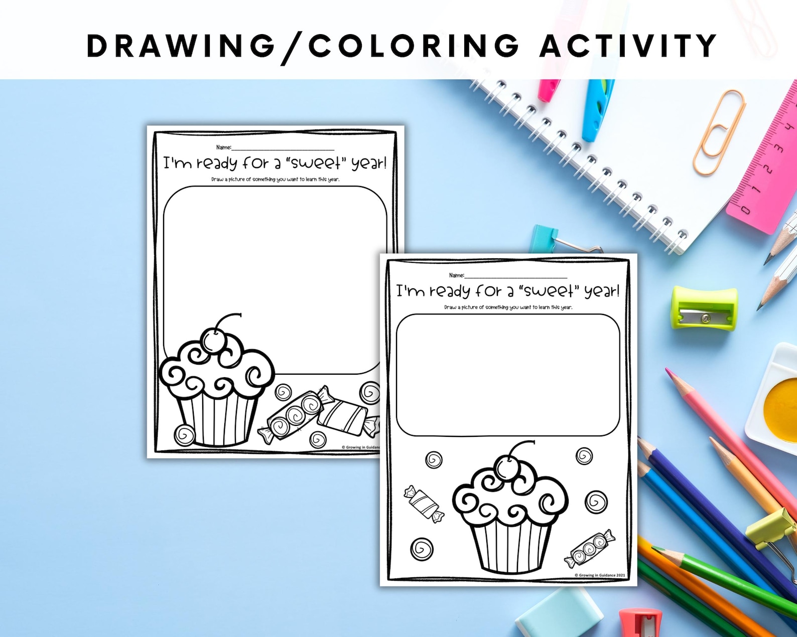 Back to School Activities: Sweet Theme Growth Mindset Worksheets (PDF ...