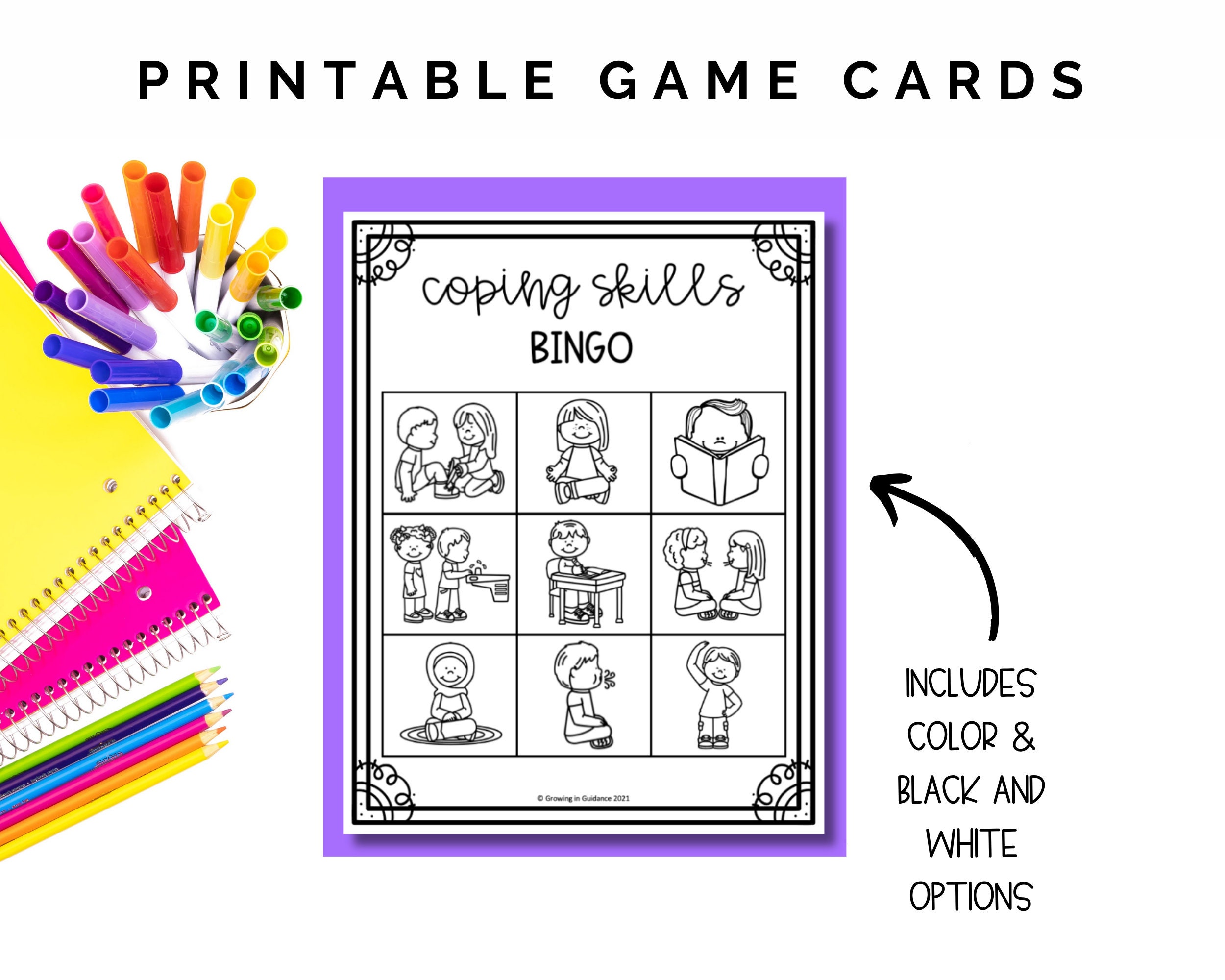 Coping Skills BINGO Prek-5th - Etsy