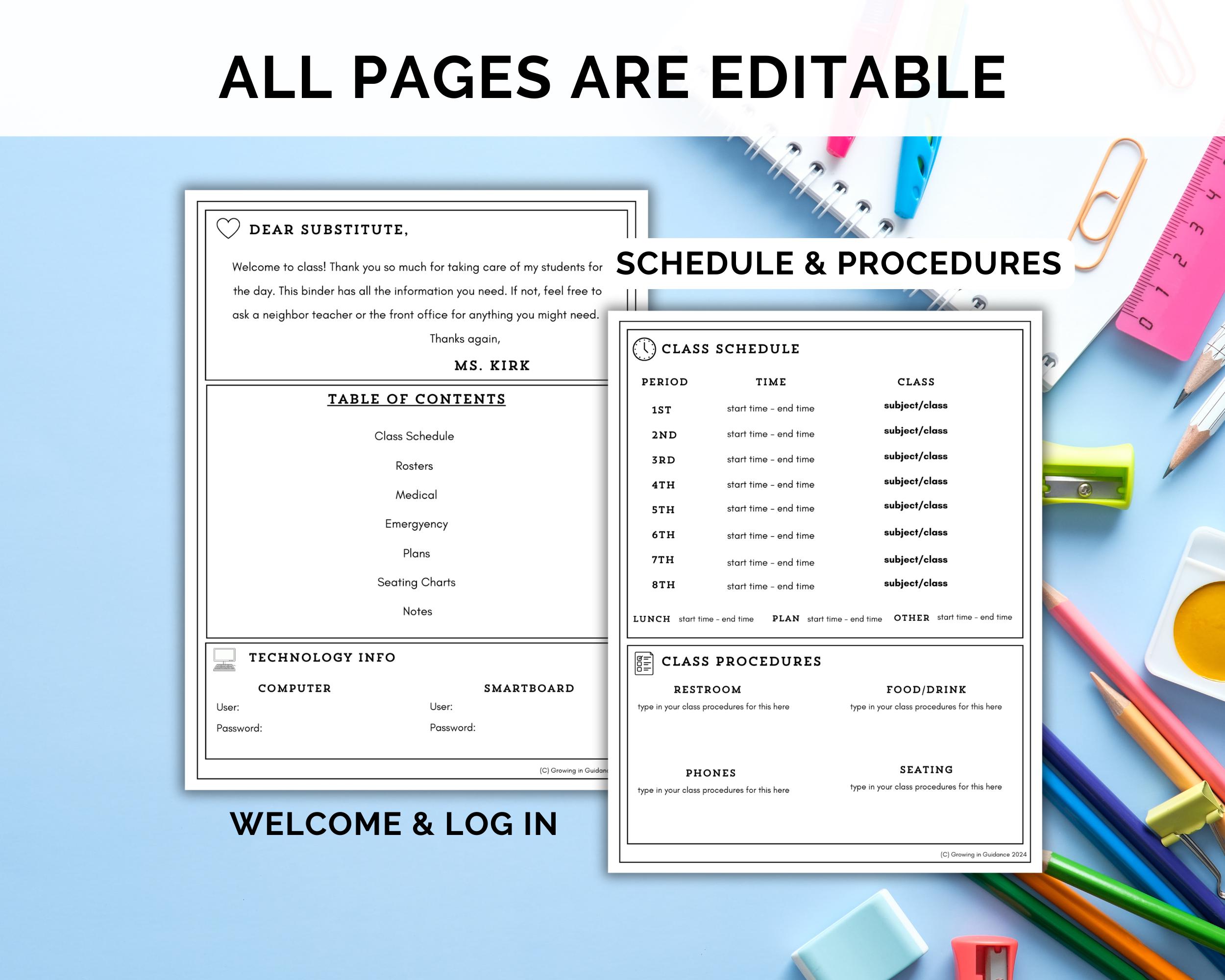 Editable Sub Binder Canva Template Middle & High School 6th to 12th ...