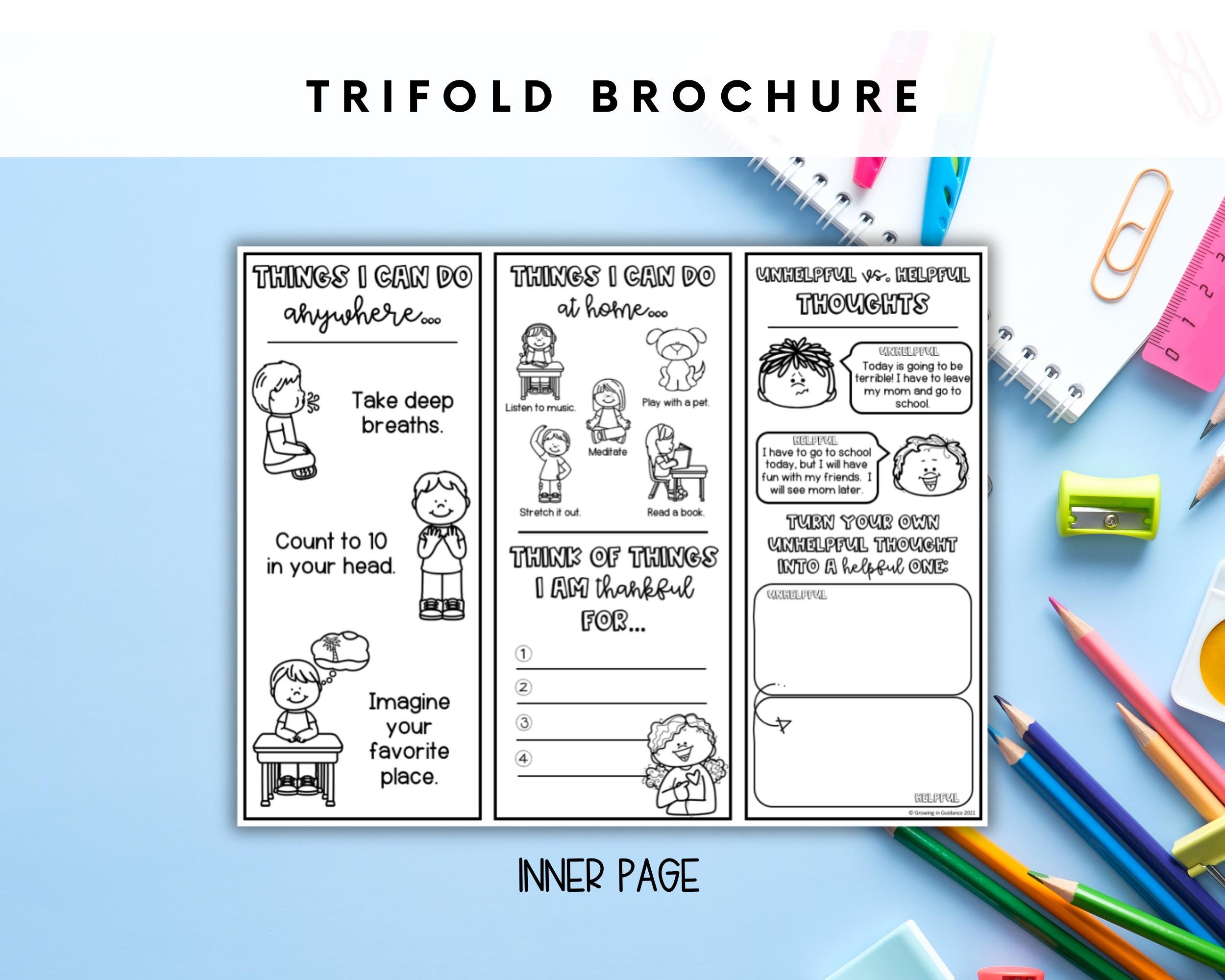 Coping Skills Brochure K-5th Grade Elementary Printable Stress ...