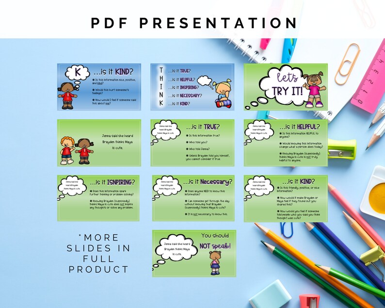 THINK Before You Speak Lesson and Presentation 3rd-5th Grade Kindness ...